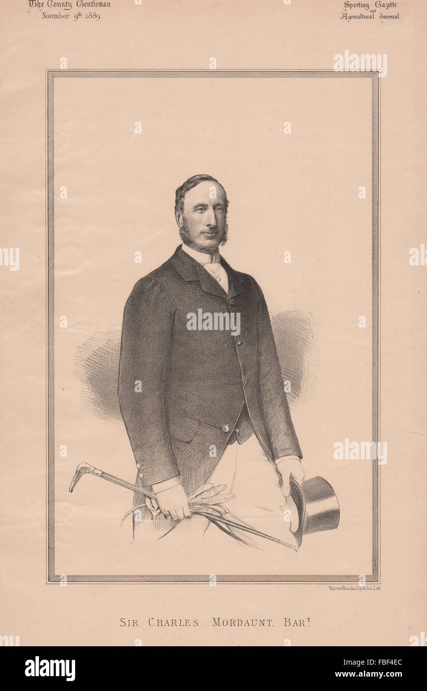 Sir Charles Mordaunt Bart, antique print 1889 Stock Photo - Alamy