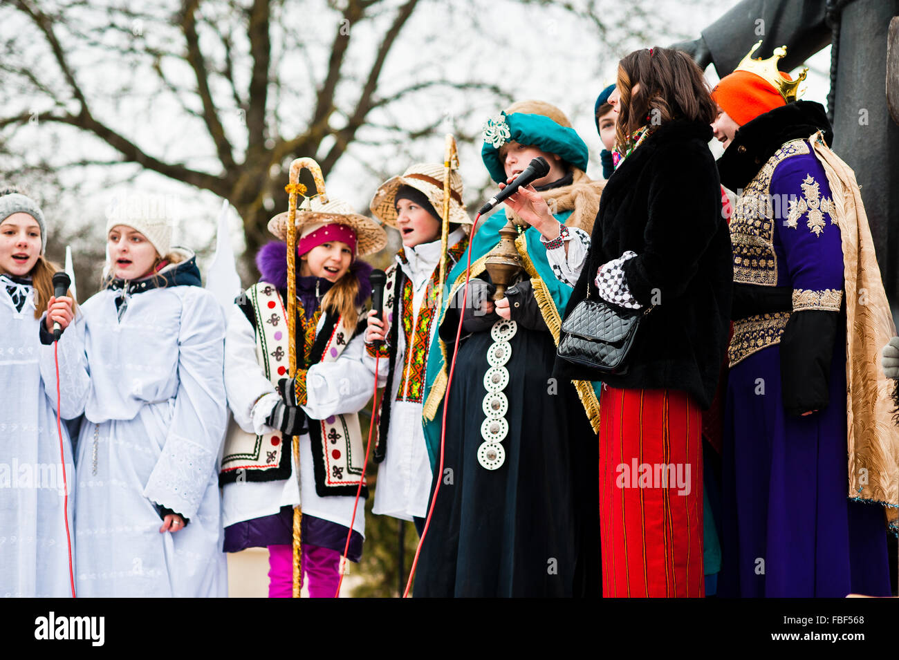 UKRAINE. LVIV - JANUARY 14, 2016: Christmas nativity scene parade of ...
