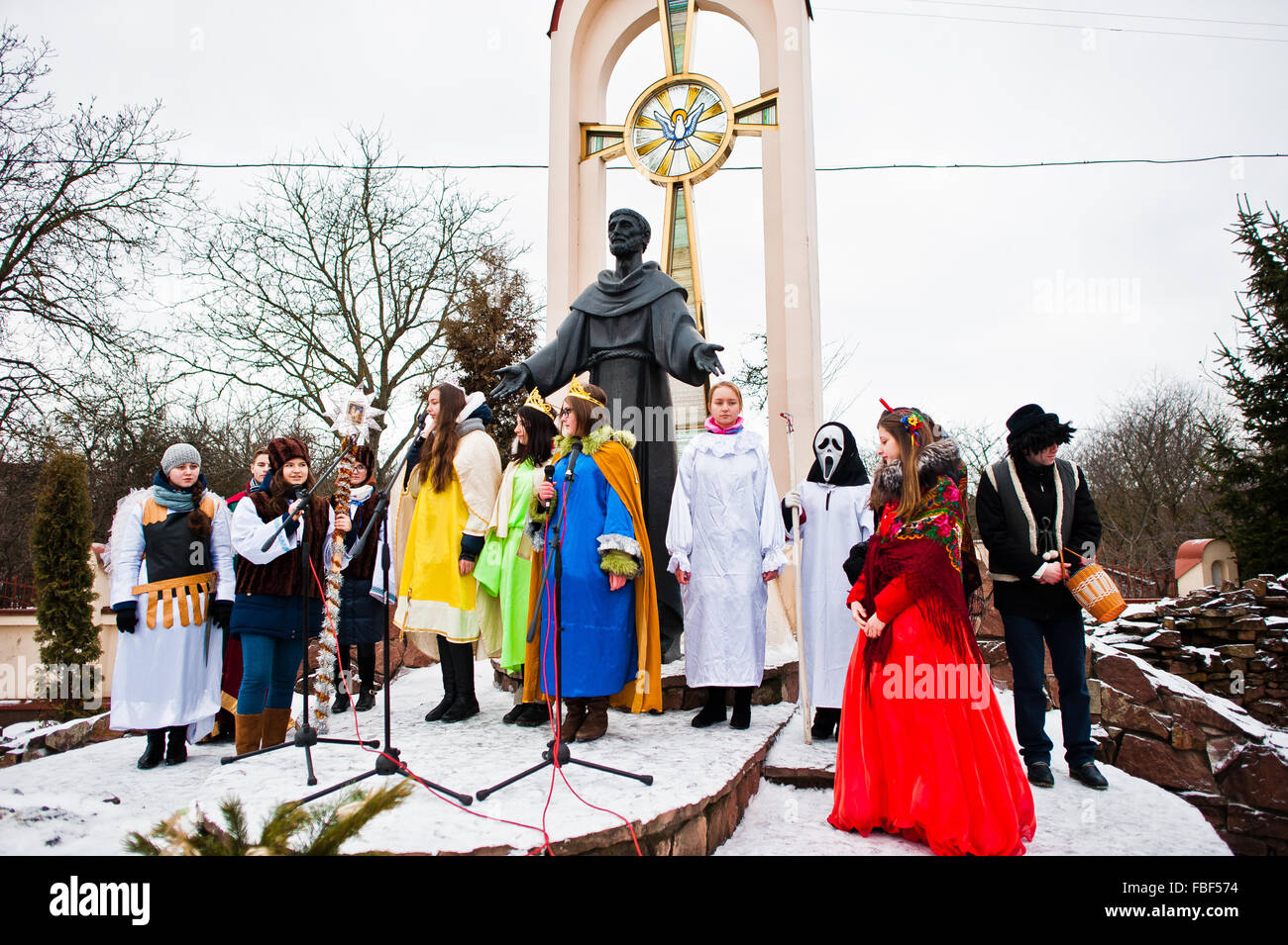 UKRAINE. LVIV - JANUARY 14, 2016: Christmas nativity scene parade of ...