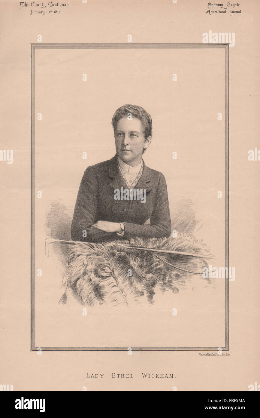 Lady Ethel Wickham, antique print 1890 Stock Photo - Alamy