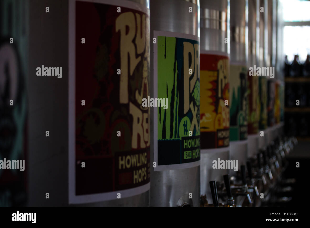 A tank bar at Howling Hops in Hackney Wick, London Stock Photo - Alamy