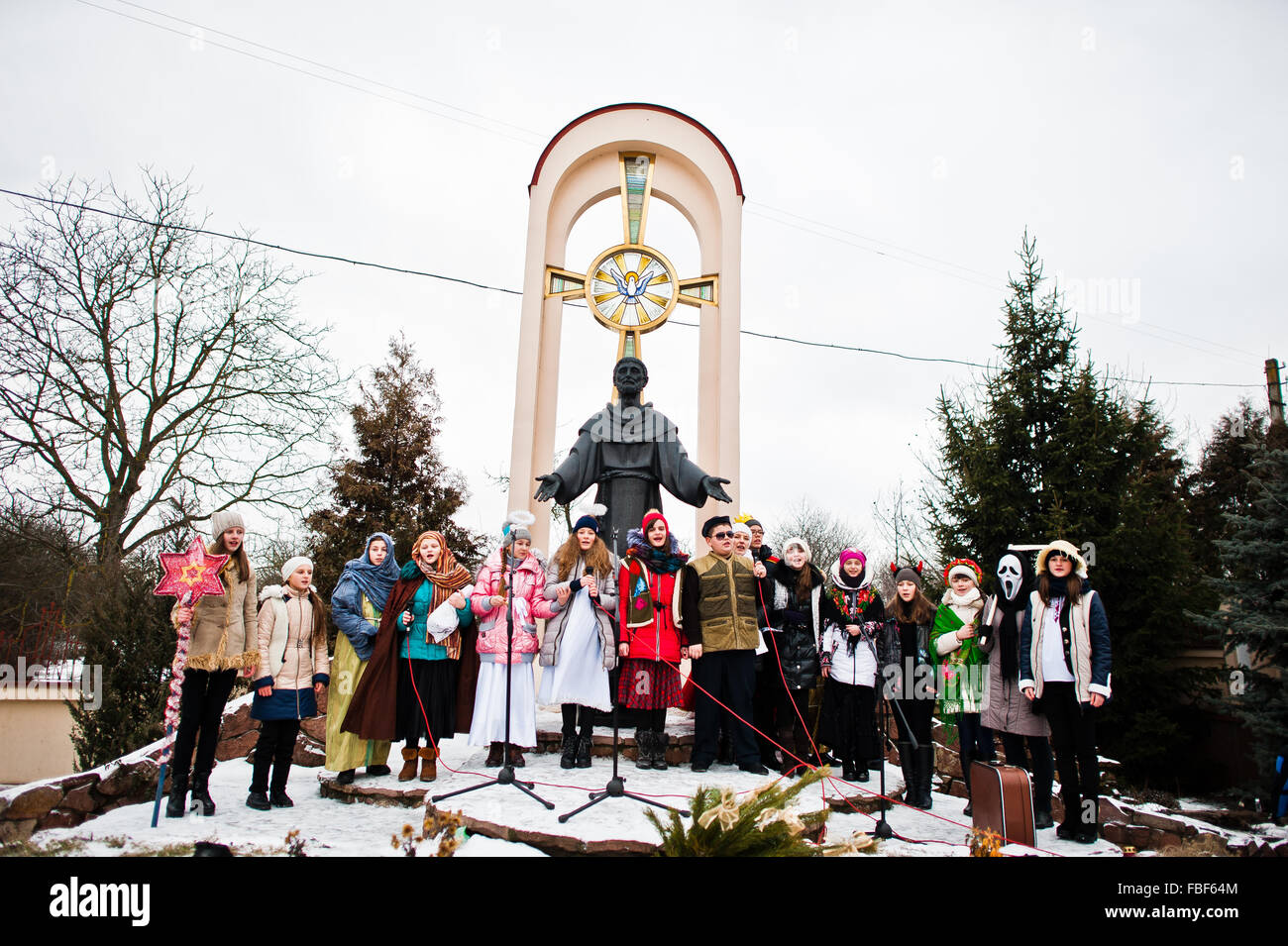 UKRAINE. LVIV - JANUARY 14, 2016: Christmas nativity scene parade of ...