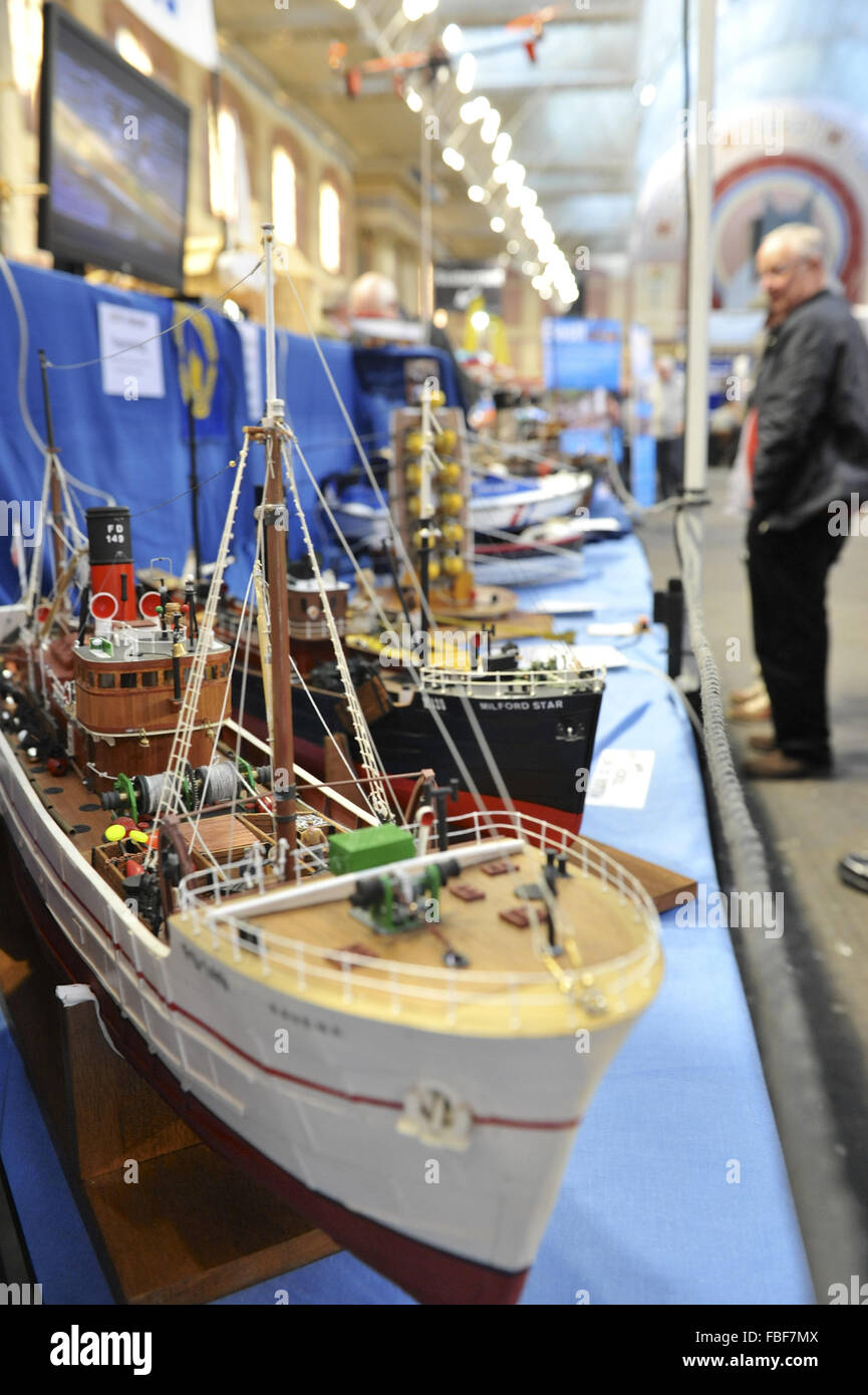 London, UK. 15th Jan, 2016. Model Ships on display at the London Model ...