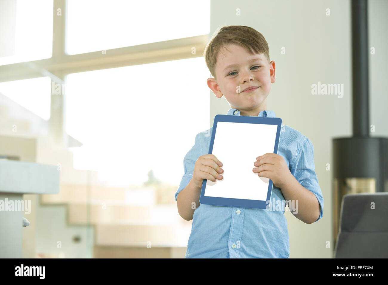 Portrait cheerful boy tablet hi-res stock photography and images - Alamy