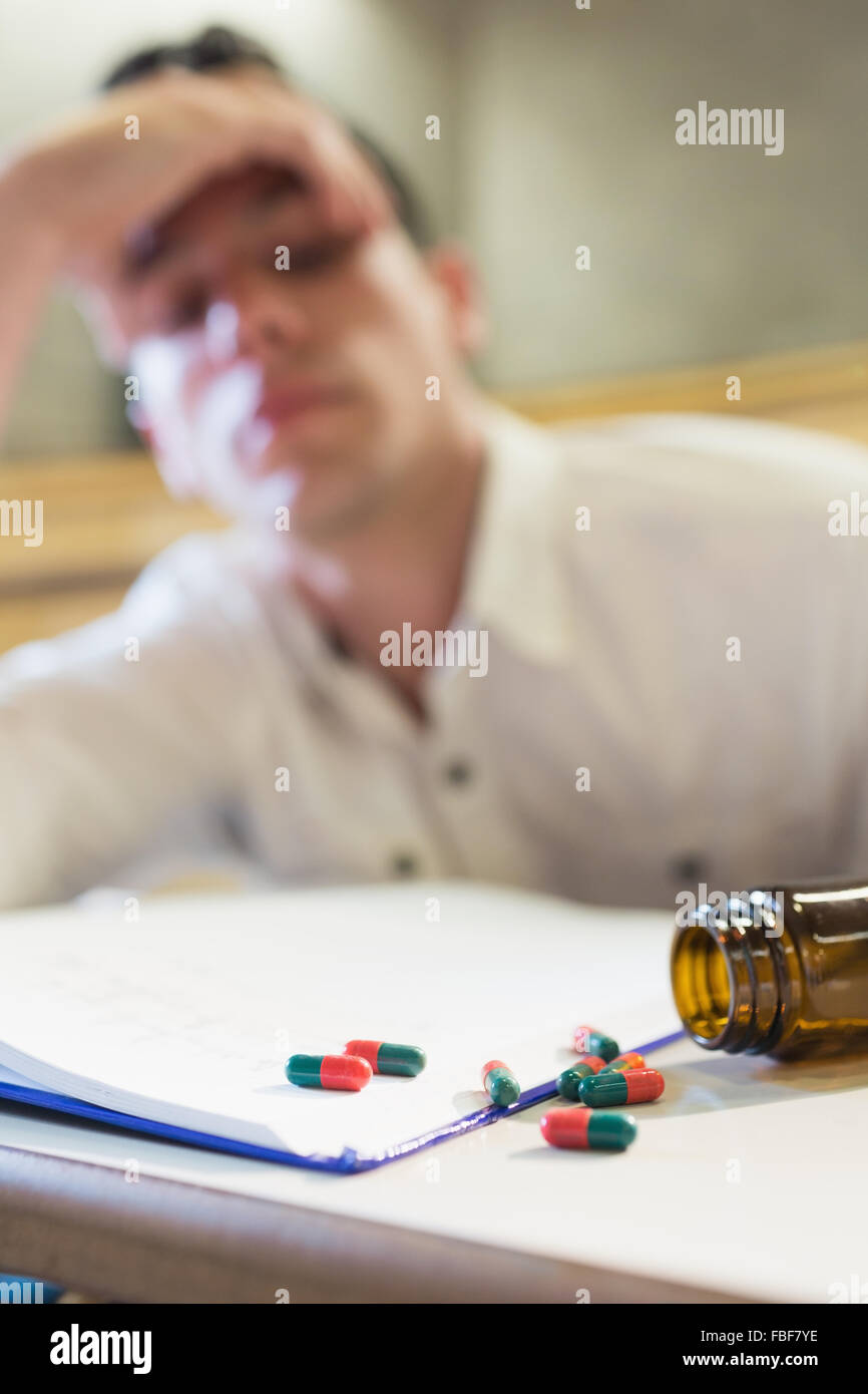 Anxious male student during exam Stock Photo - Alamy