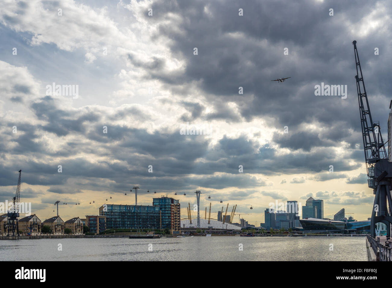 View of the O2 building and the London cable car Stock Photo - Alamy