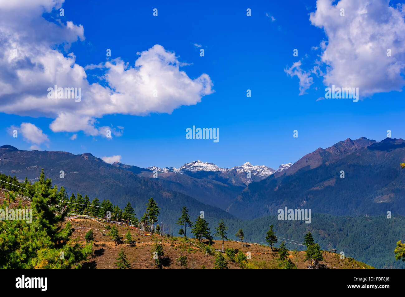 View of Thimphu Capital of Bhutan valley of Himalayas and it's ...