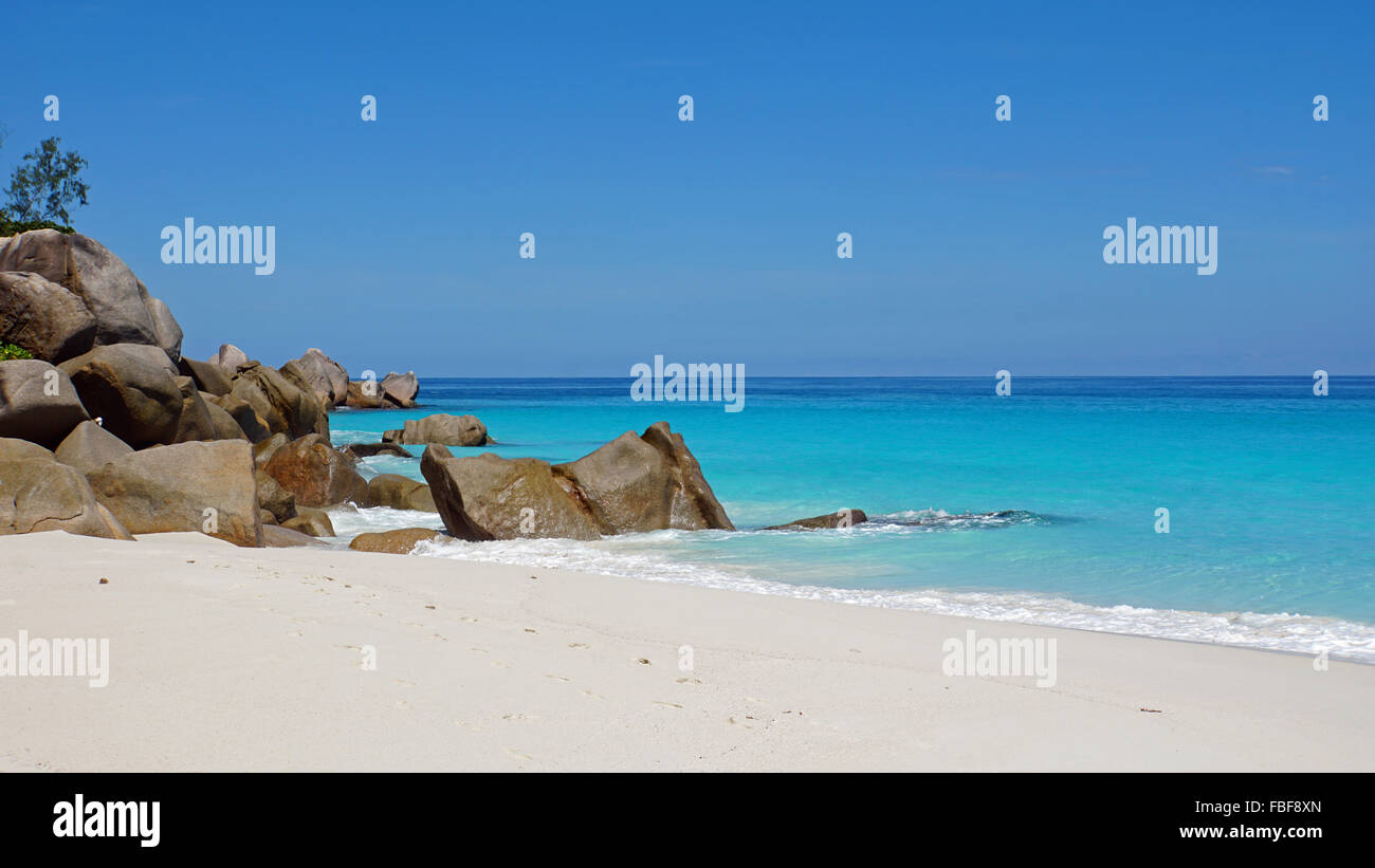 natural tropical beach on praslin island Stock Photo - Alamy