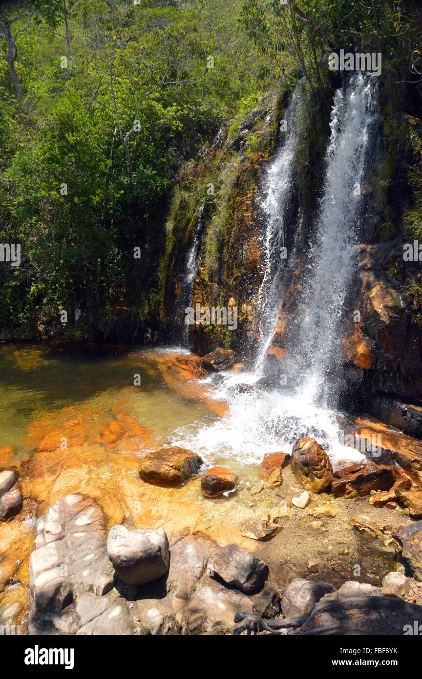Water fall at Alto Paraiso de Goias chapada dos veadeiros Goias state ...