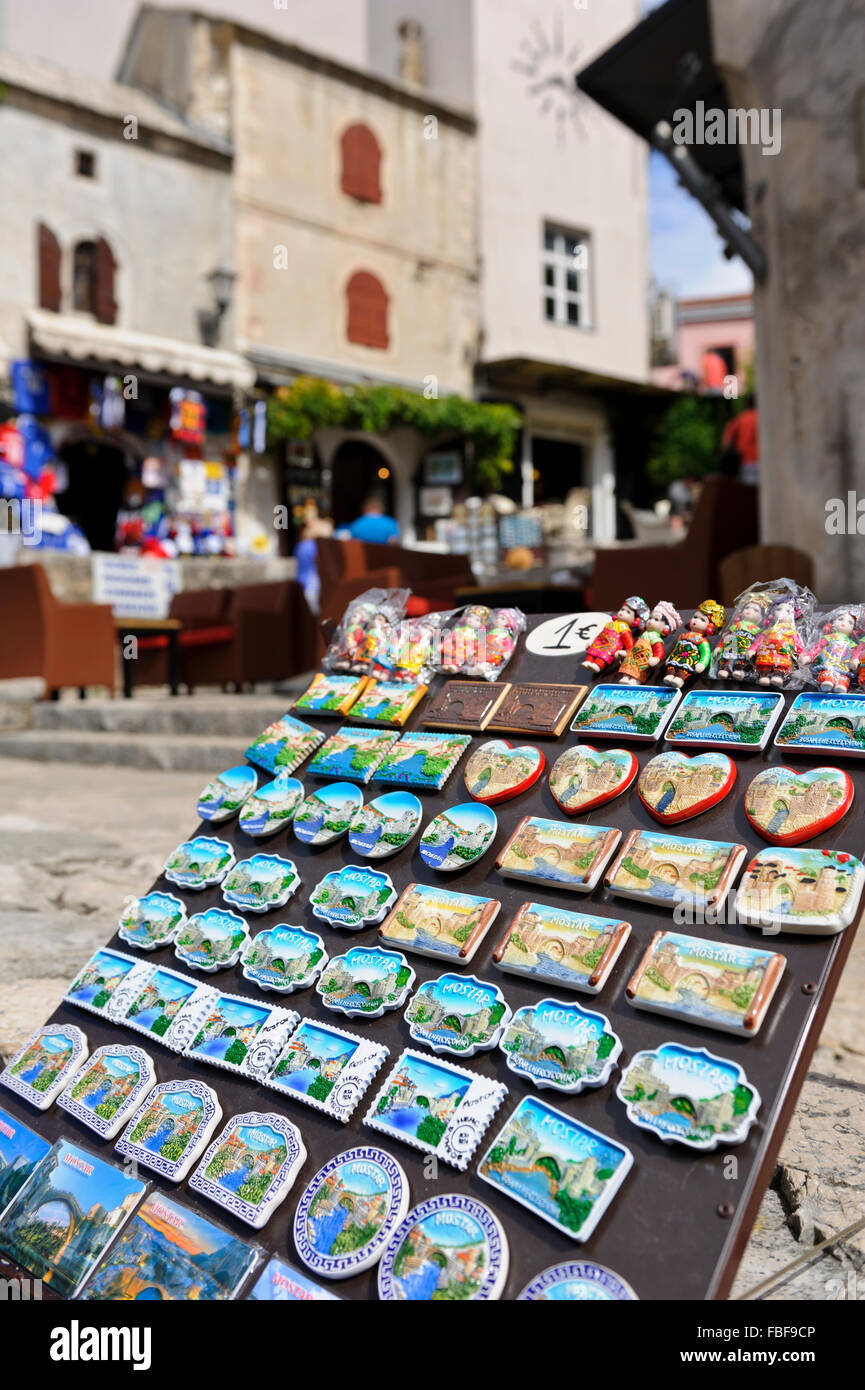 Fridge Magnets on sale in the Old Town of Mostar, Bosnia Stock Photo ...