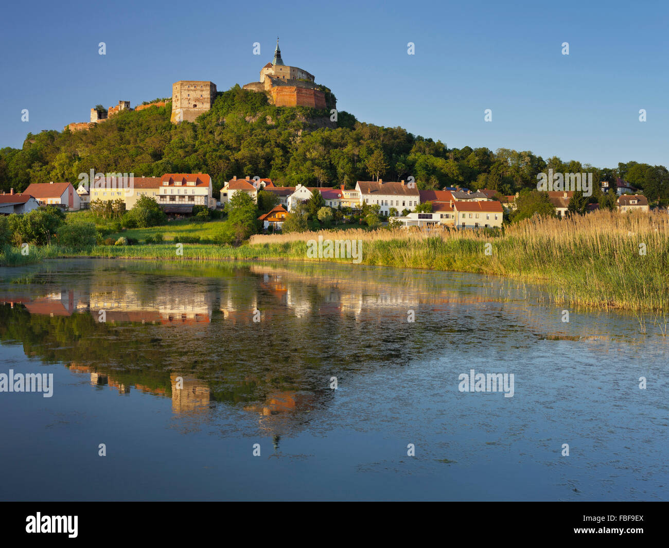 Burg Güssing (castle), fishpond, Burgenland (state), Austria Stock ...