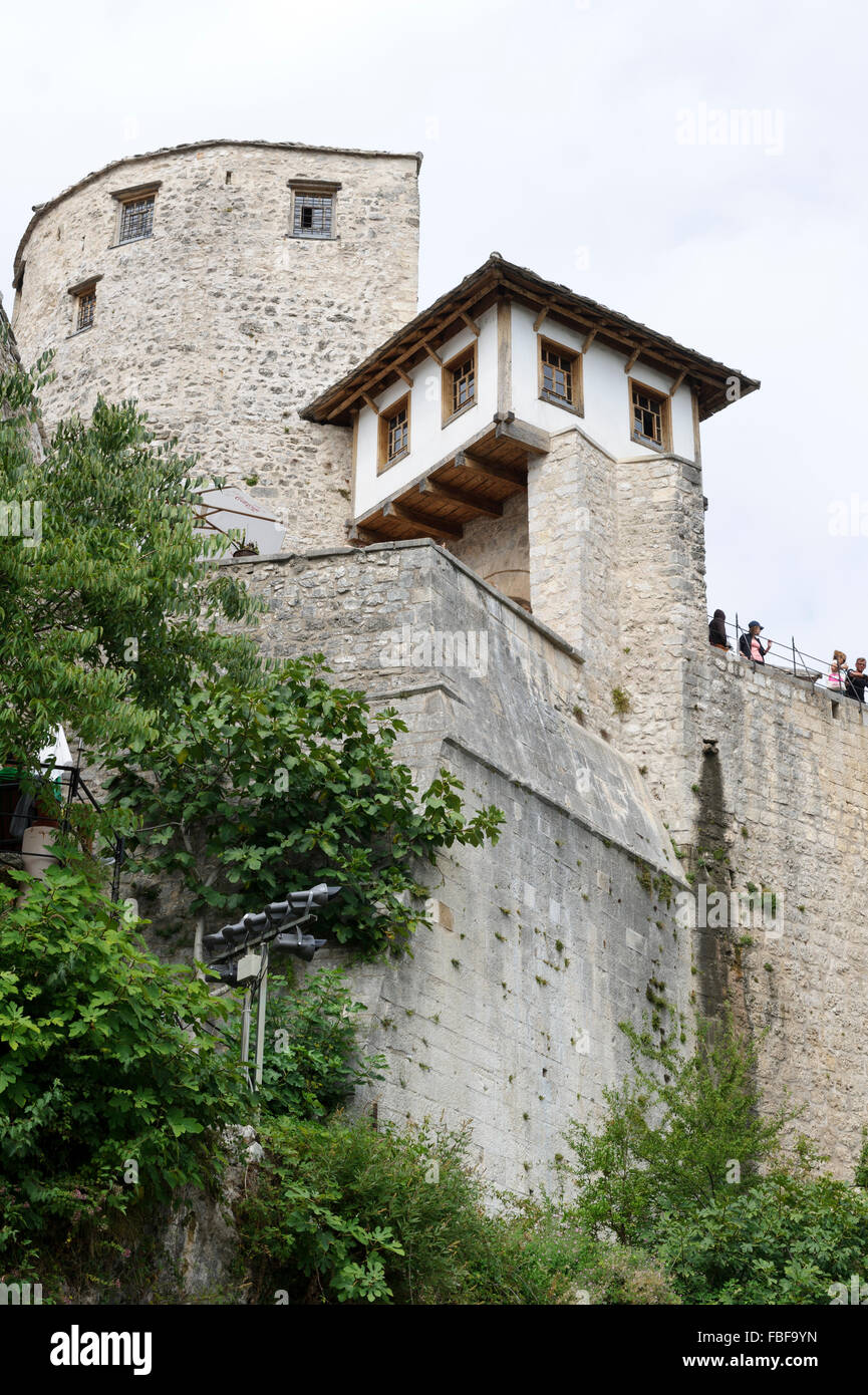 The tall stony fortress by the Mostar bridge, Mostar, Bosnia Stock ...