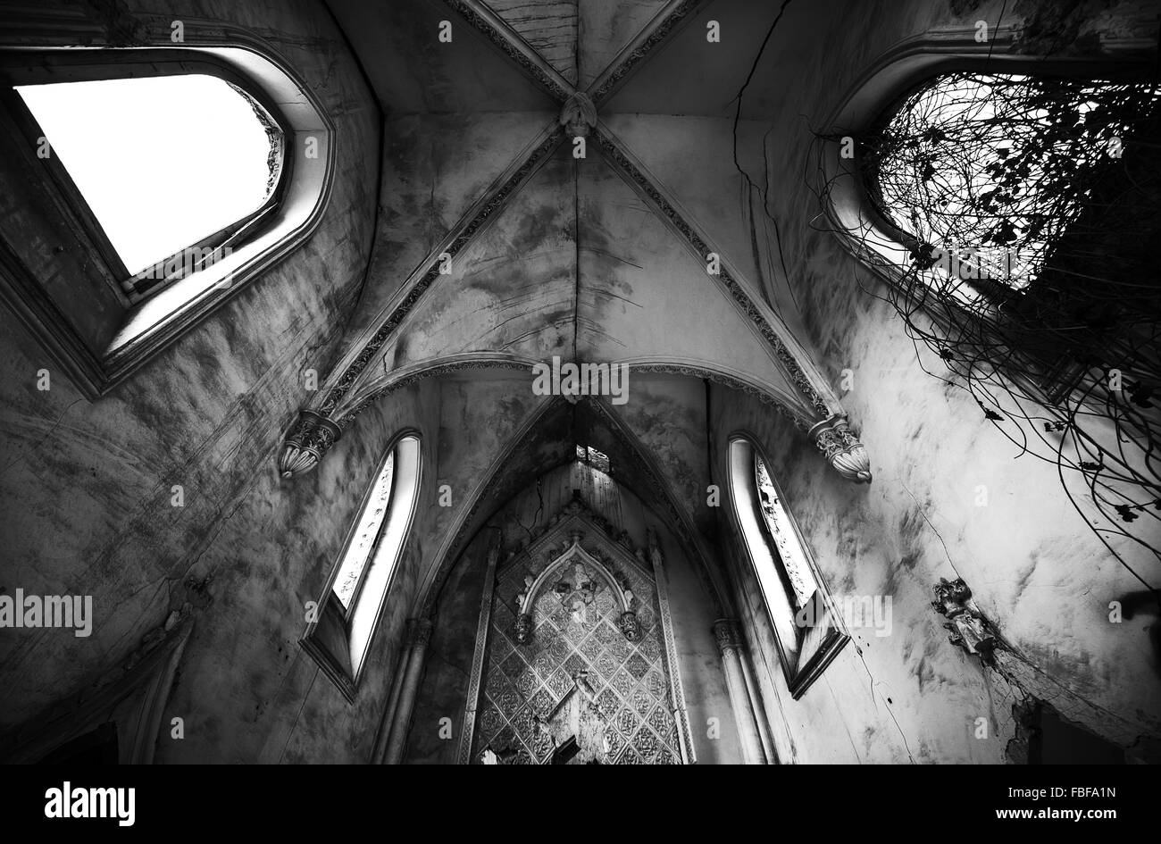 Interior inside catholic temple Black and White Stock Photos & Images ...