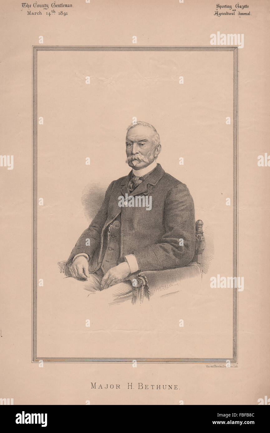 Major H. Bethune, antique print 1891 Stock Photo - Alamy