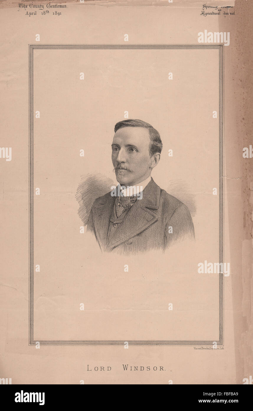 Lord Windsor, antique print 1891 Stock Photo - Alamy