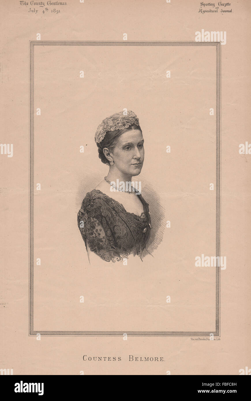 Countess Belmore, antique print 1891 Stock Photo - Alamy
