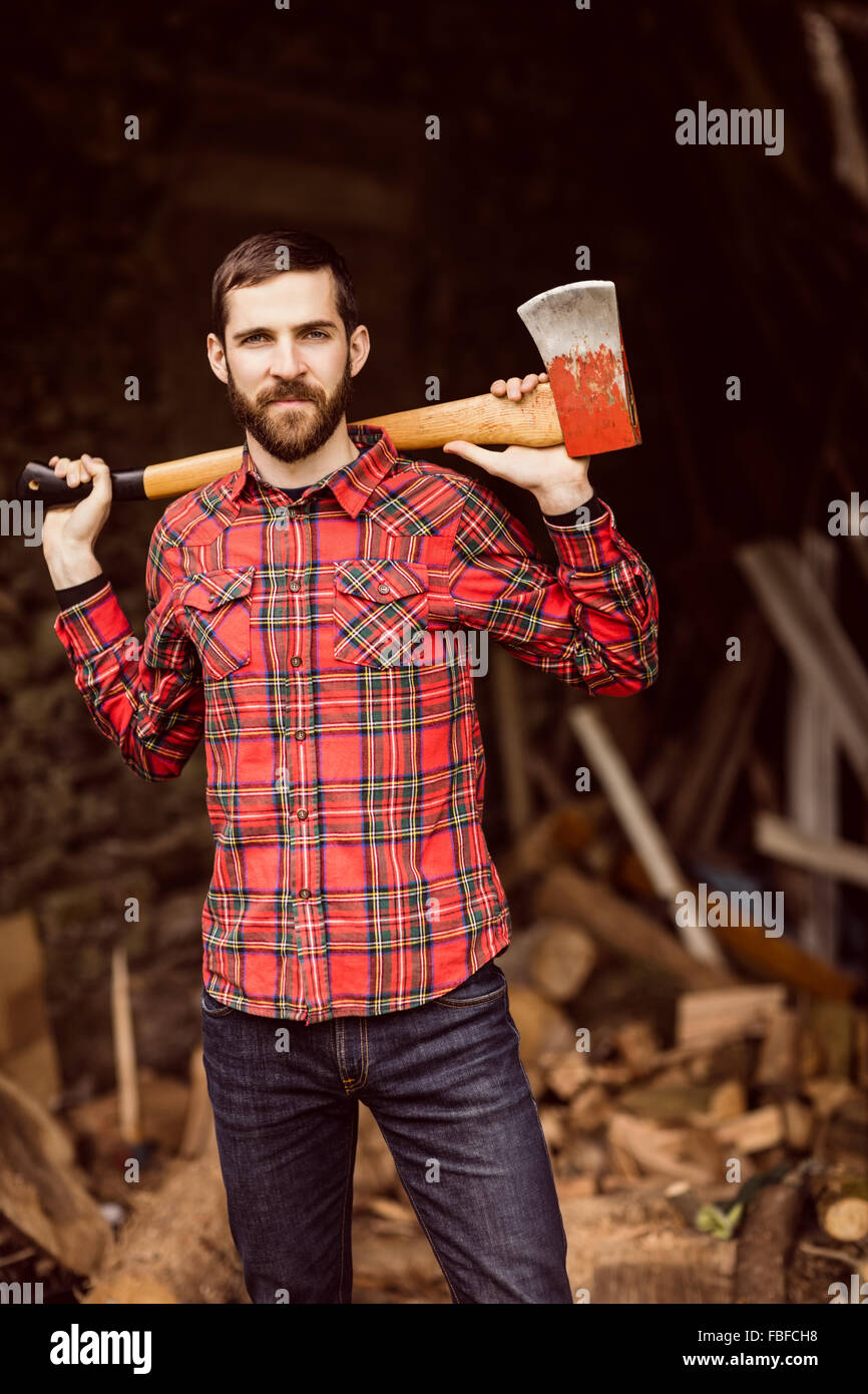 Masculine man axe cutting hi-res stock photography and images - Alamy