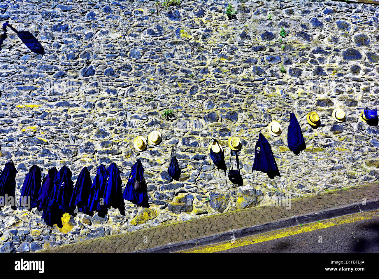 Madeira Funchal Monte toboggan sledge runner jackets and hats Stock ...