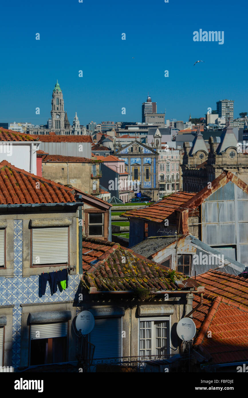 Cityscape looking over rooftops in Porto, Portugal Stock Photo - Alamy