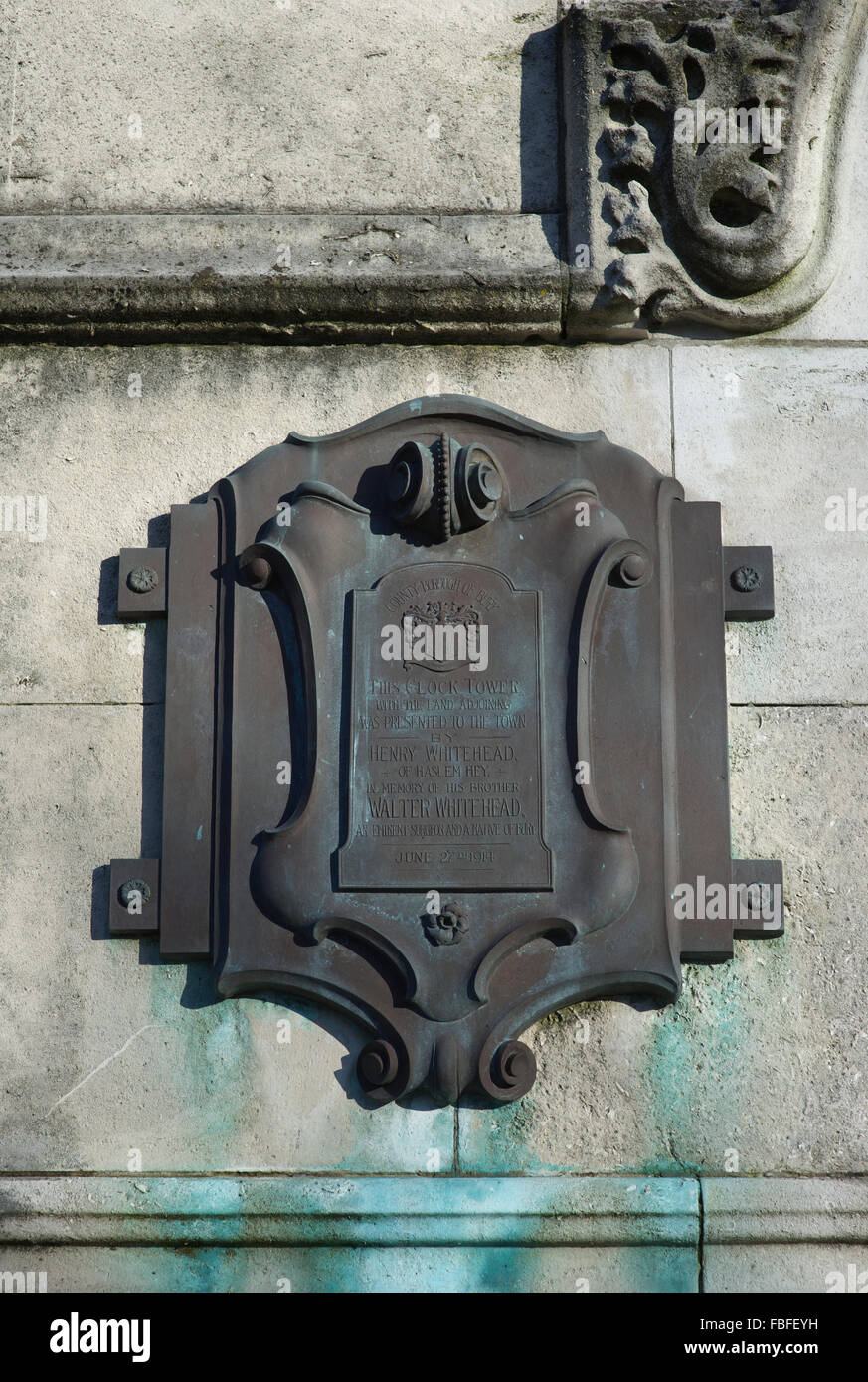 Walter Whitehead memorial bronze plaque with Bronze staining on the ...