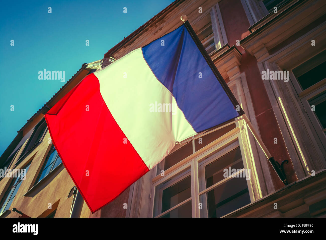 French Tricolours Flag Decorate A Local Government Building In Paris ...
