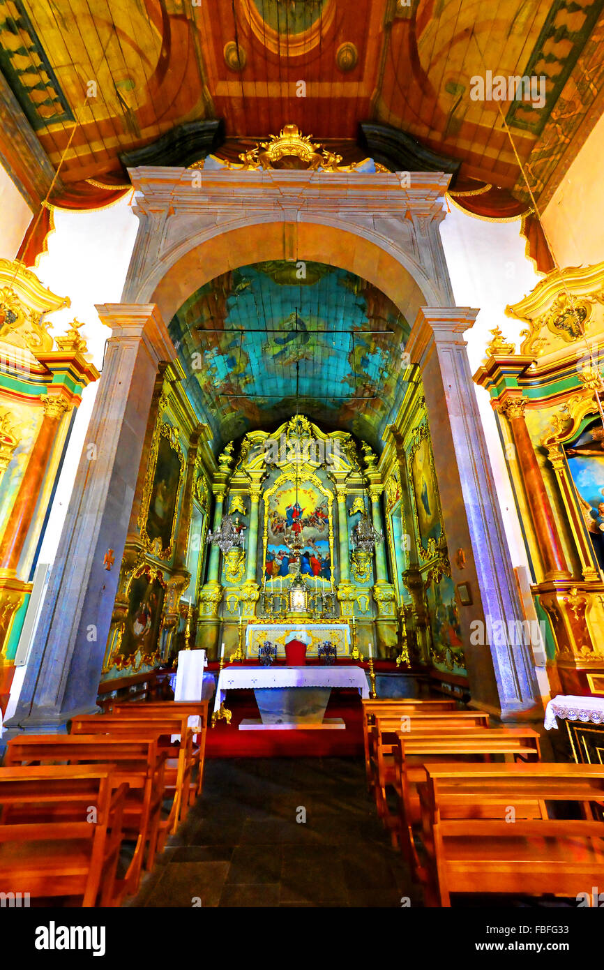 Madeira Funchal Church of the Monte roof and altar detail Stock Photo ...