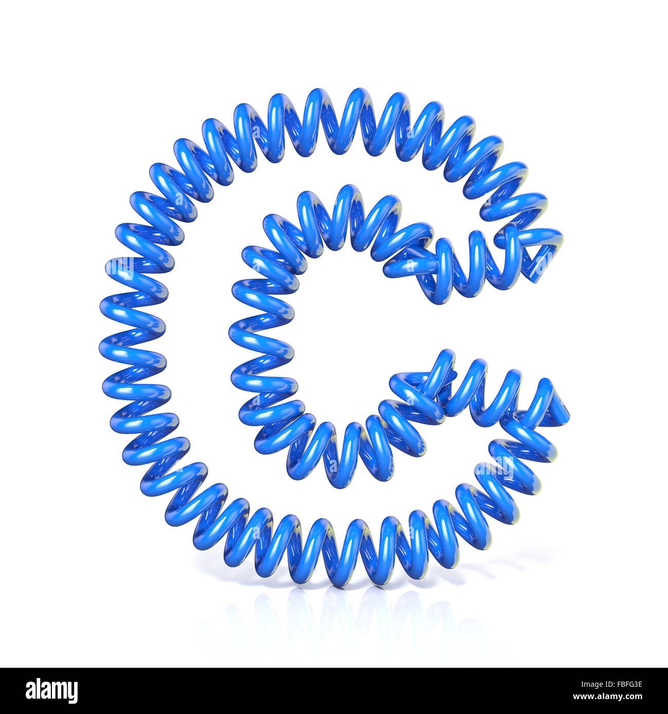 Spring, spiral cable font collection letter - C. 3D render illustration ...