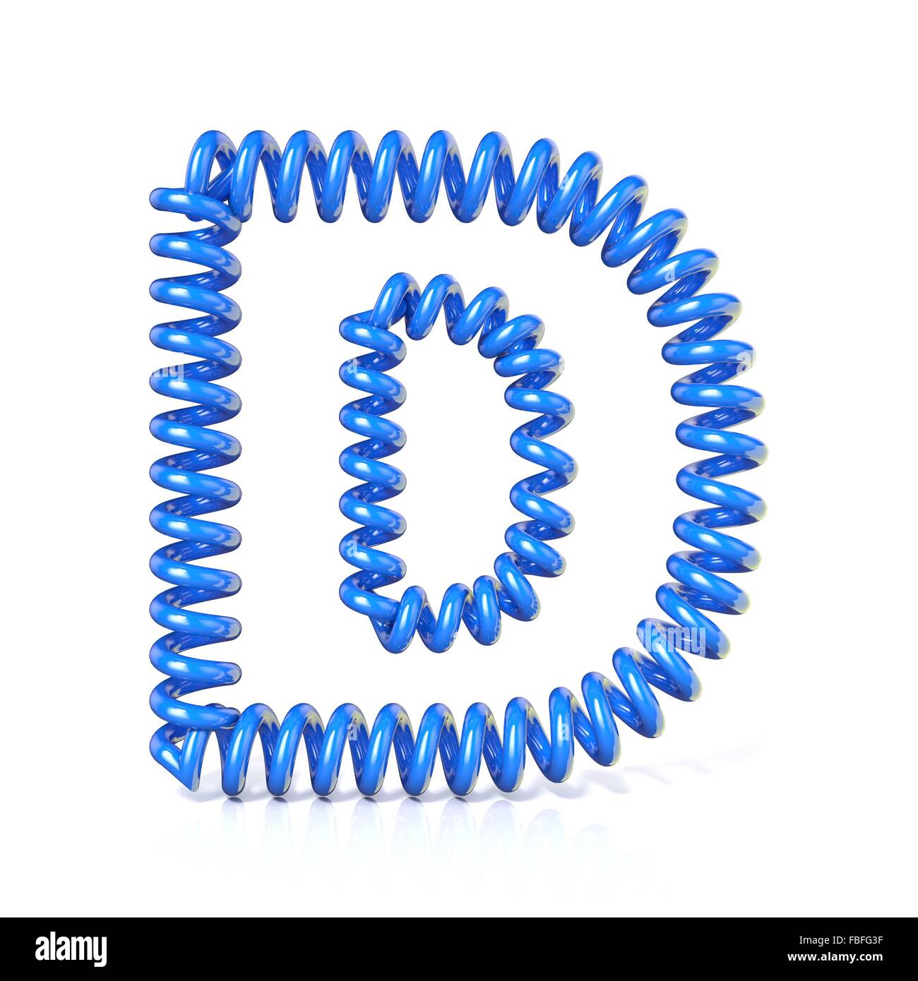 Spring, spiral cable font collection letter - D. 3D render illustration ...