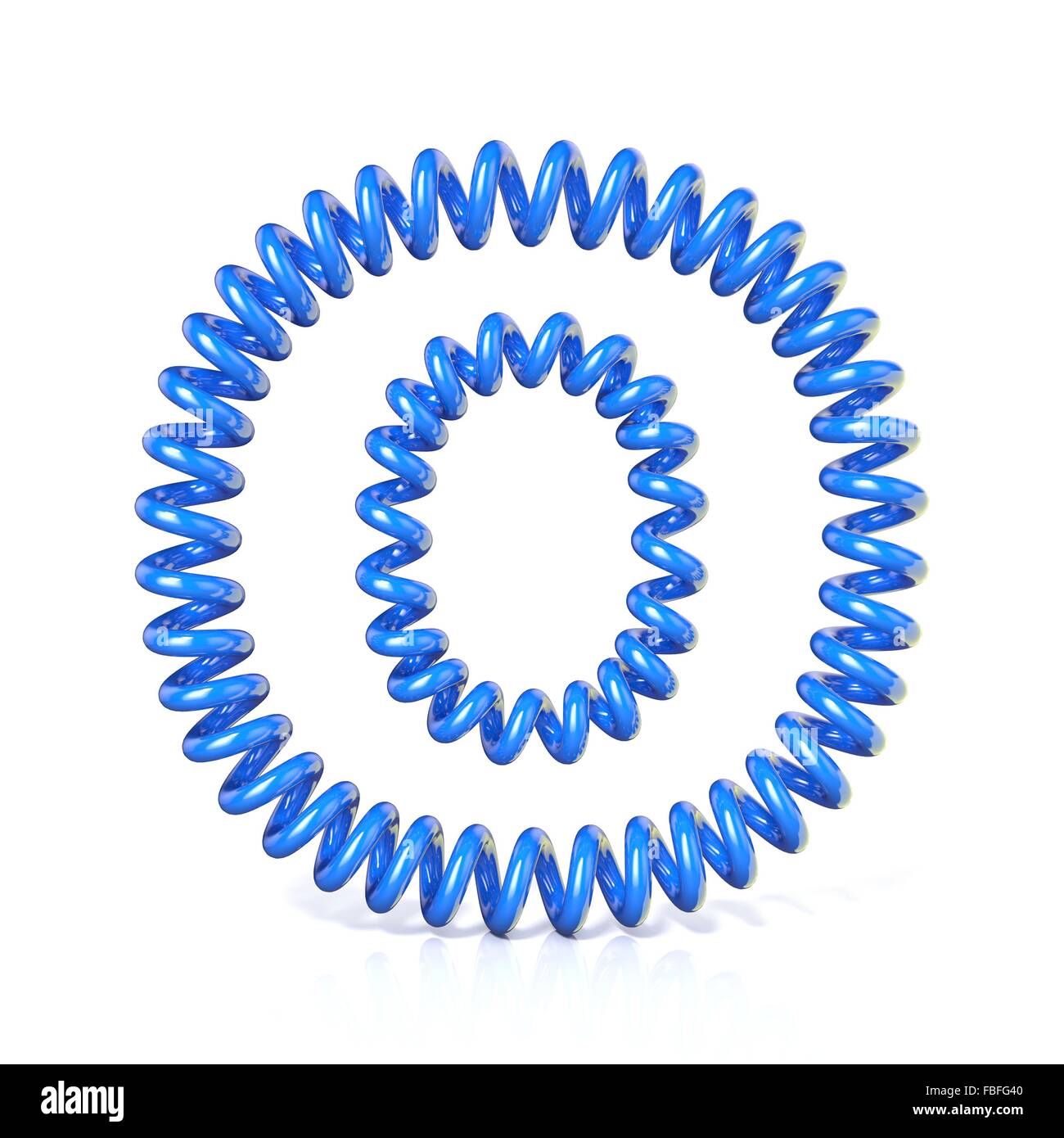 Spring, spiral cable font collection letter - O. 3D render illustration ...