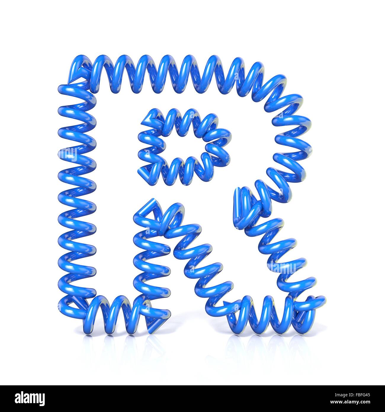 Spring, spiral cable font collection letter - R. 3D render illustration ...