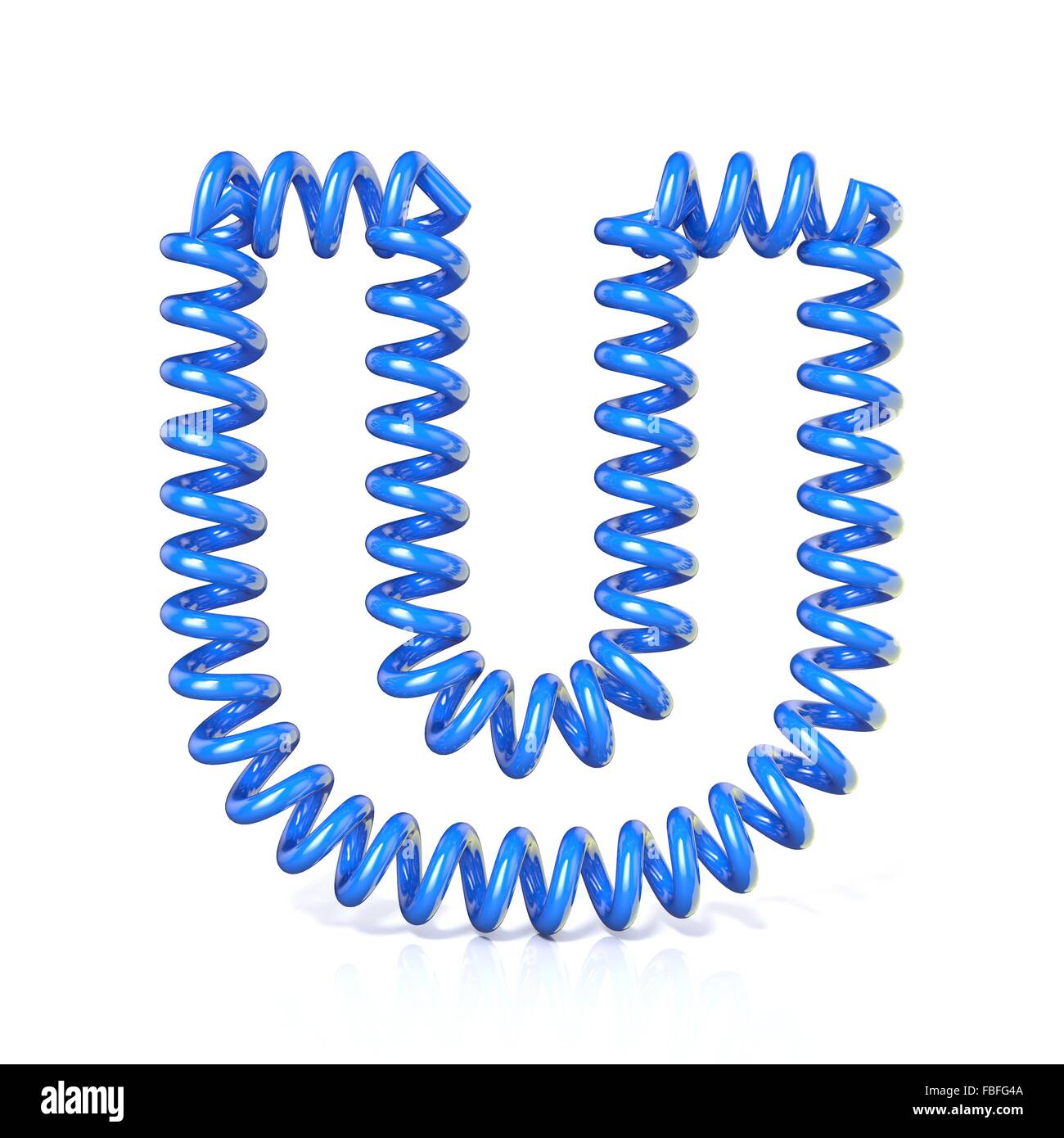 Spring, spiral cable font collection letter - U. 3D render illustration ...