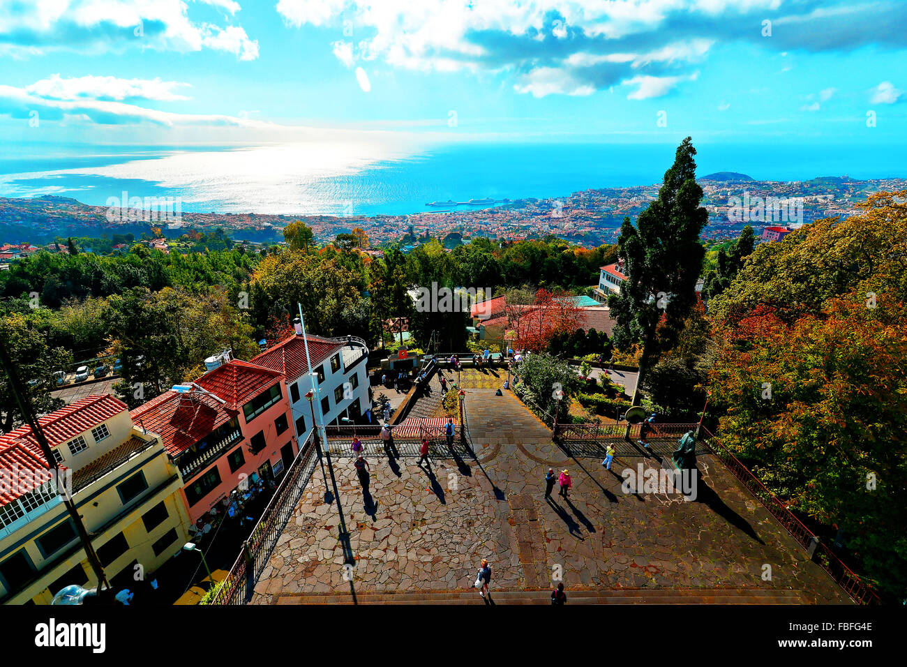 Madeira Funchal bay from the Church of the Monte Stock Photo - Alamy