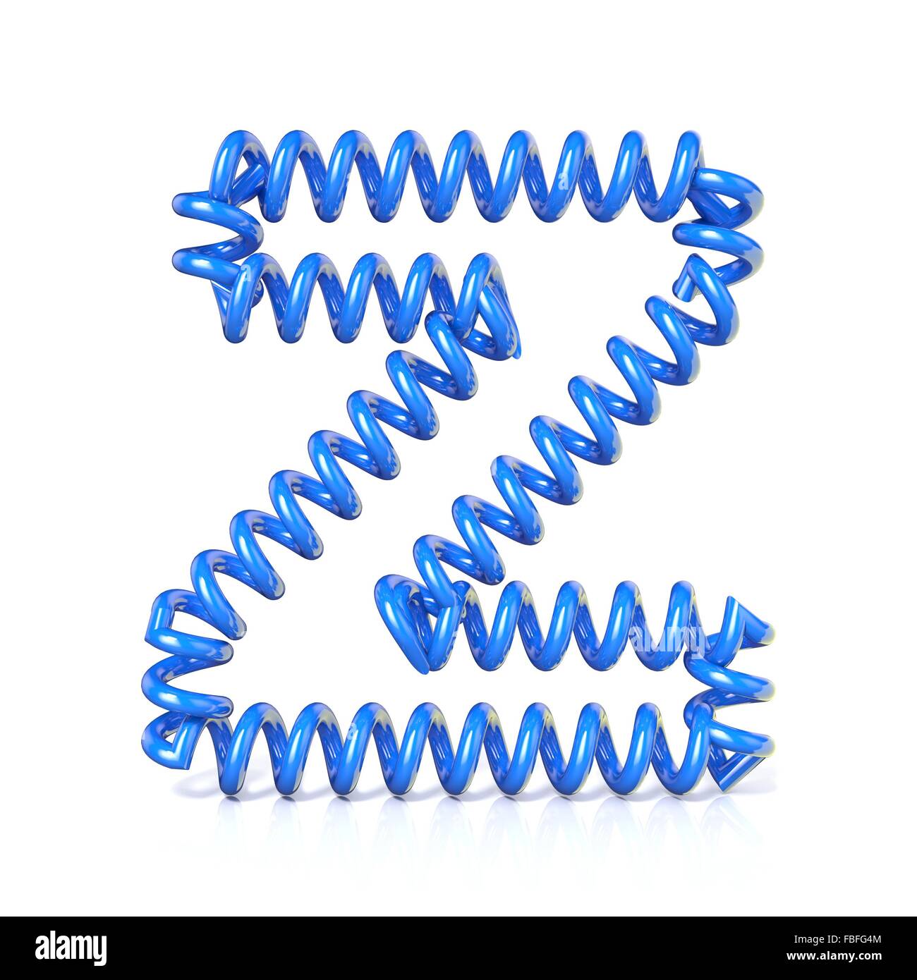 Spring, spiral cable font collection letter - Z. 3D render illustration ...