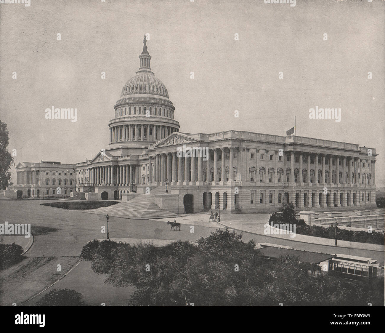 The US Capitol, Washington DC. Congress, antique print 1895 Stock Photo ...