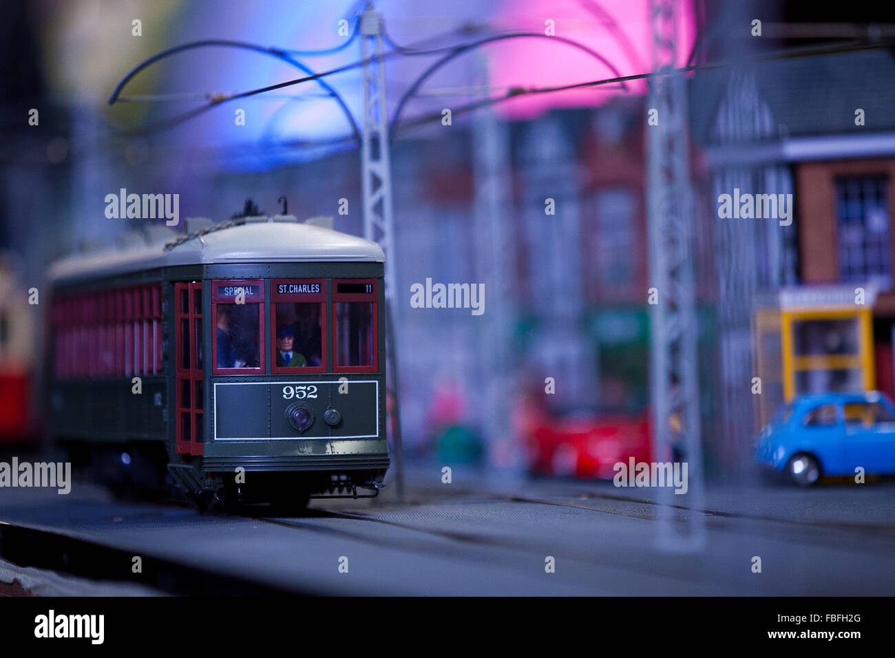 London, UK. 15th Jan, 2016. A model tram is displayed during the 20th ...