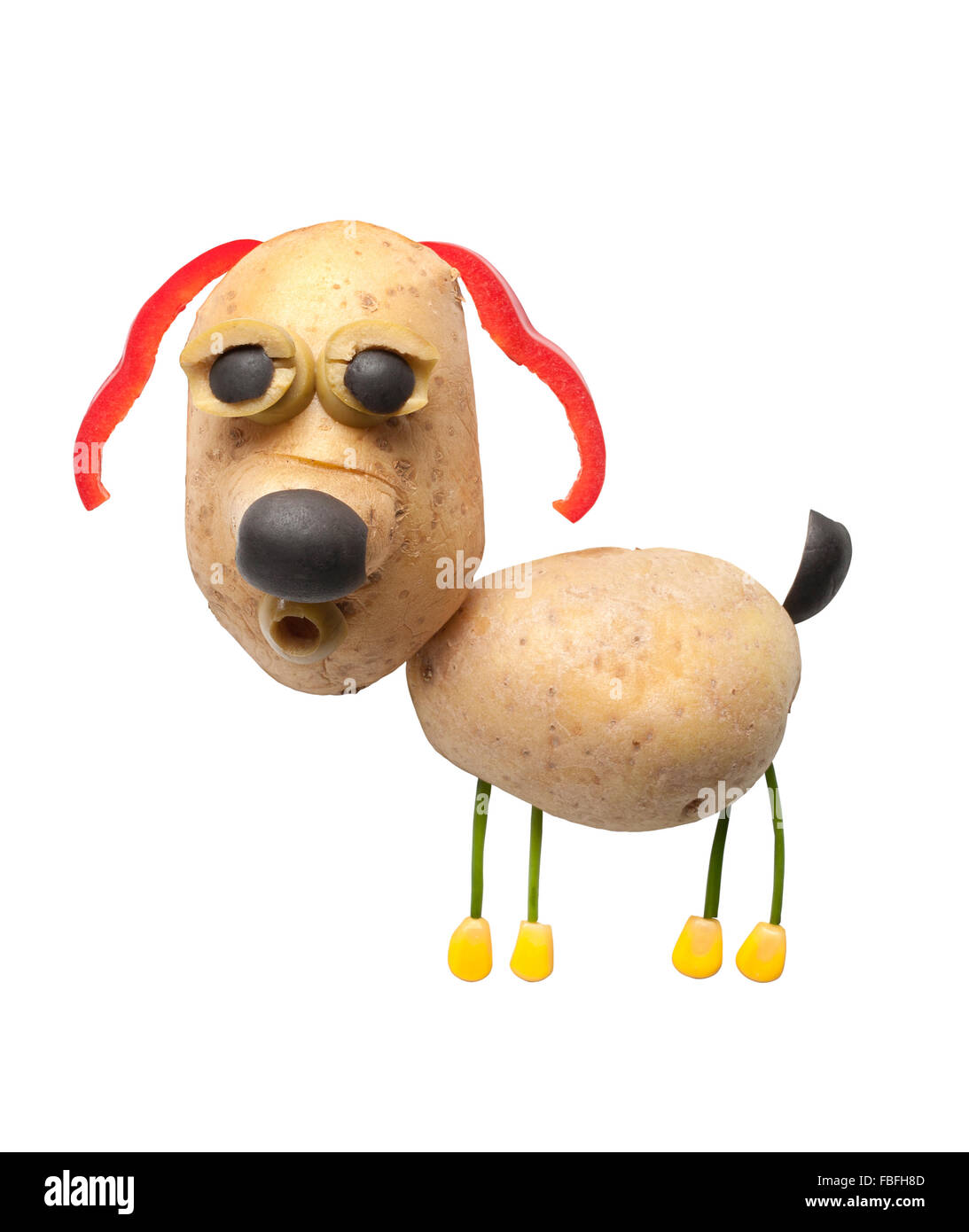 Dog made of potatoes on isolated background Stock Photo - Alamy