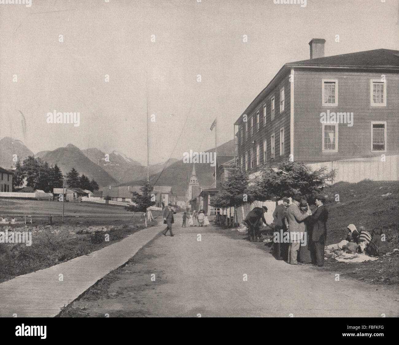 A street view, Sitka, Alaska, antique print 1895 Stock Photo - Alamy