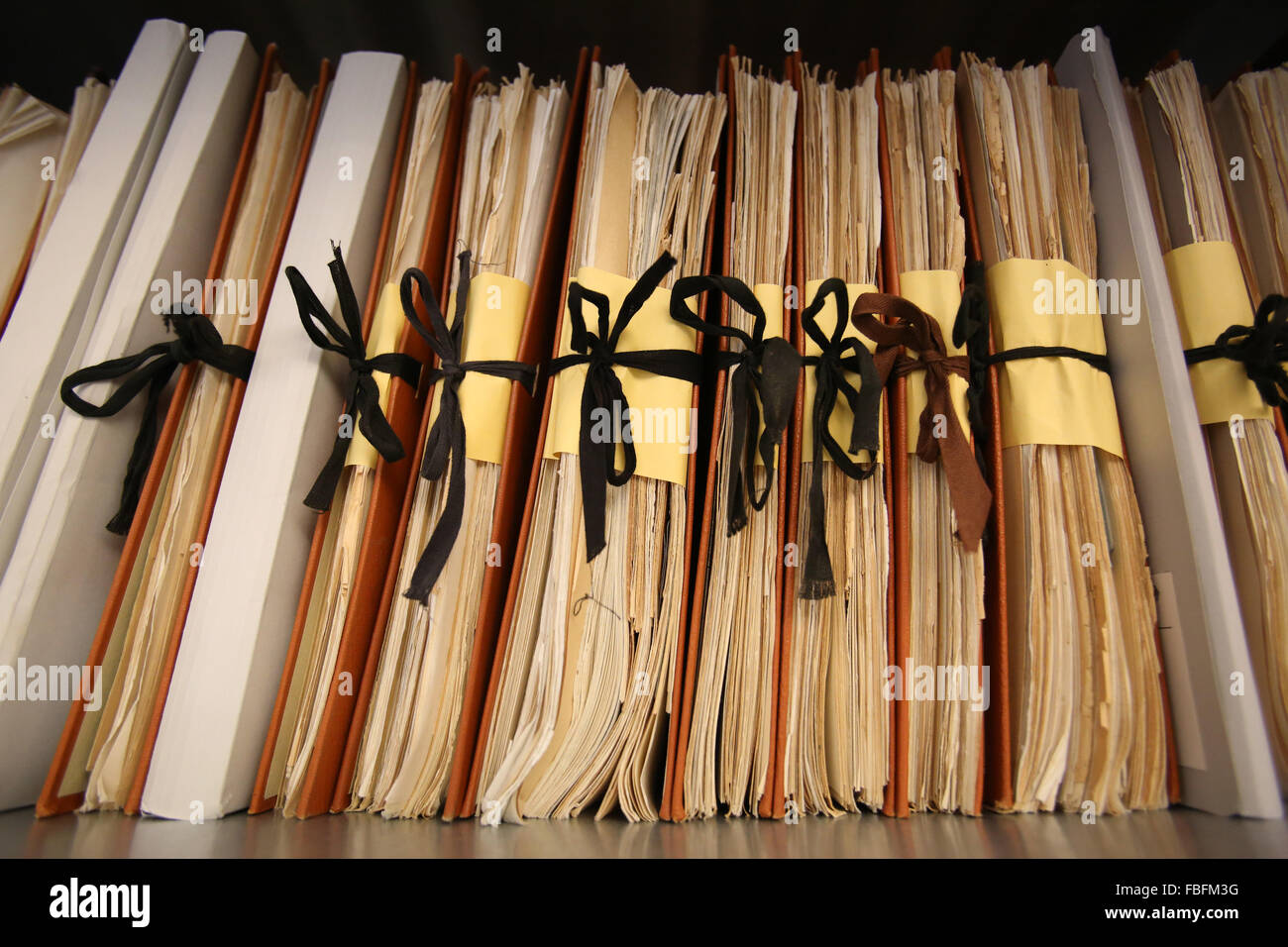 Waldeck, Germany. 13th Jan, 2016. Paper folders of the former Stasi ...