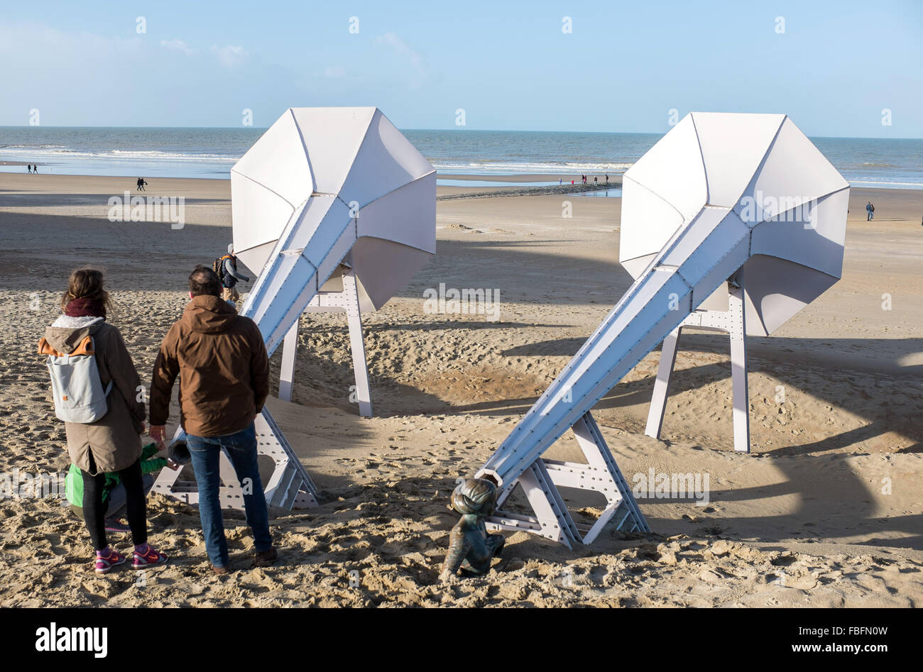 Visitors stand in front of the artwork 'I can't hear it' by artist ...