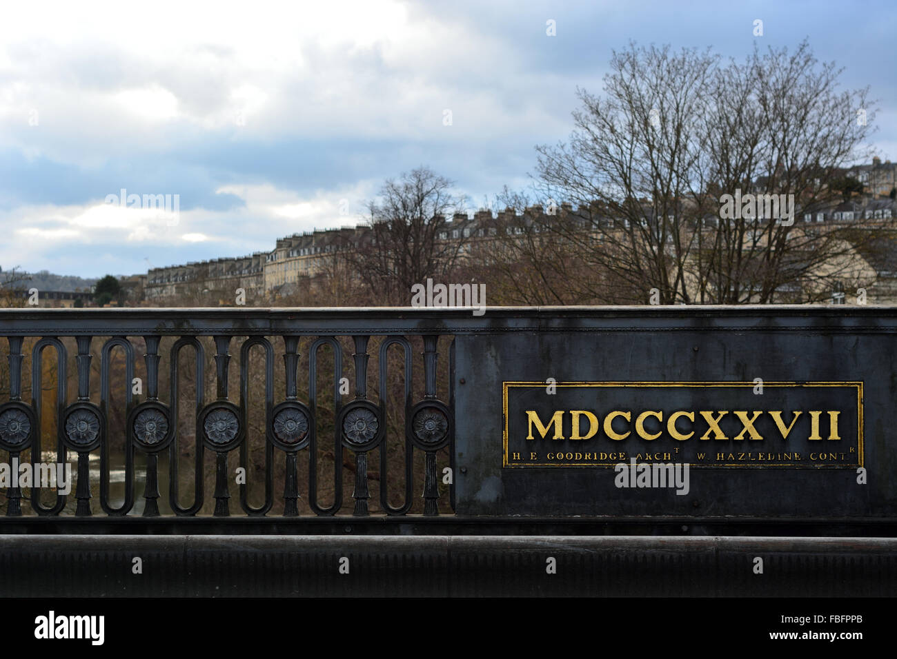 Roman numerals on bridge in Bath, UK. Bridge built in 1827 between ...