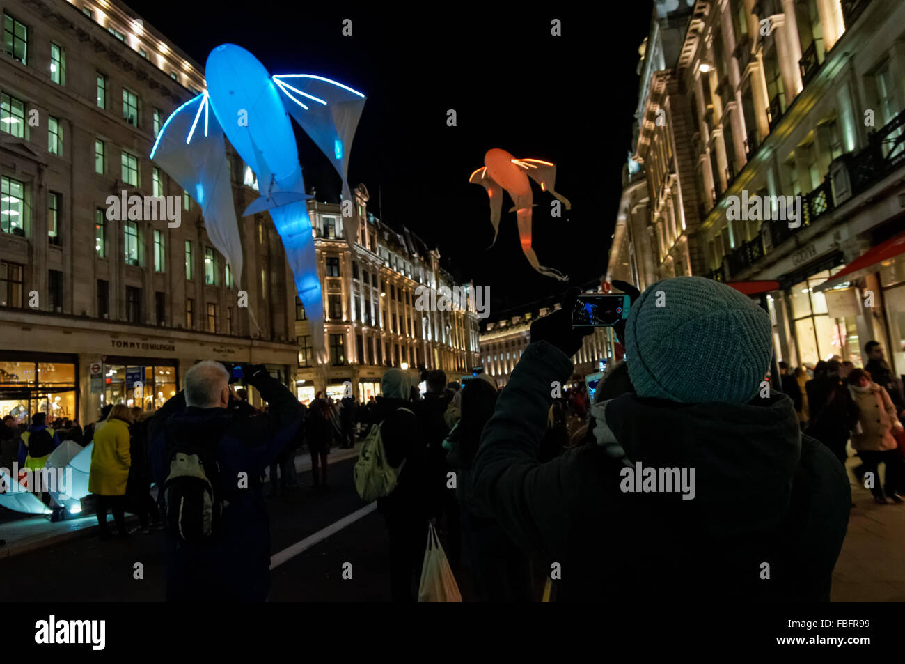 Regent Street illuminated with art installations as part of Lumiere ...