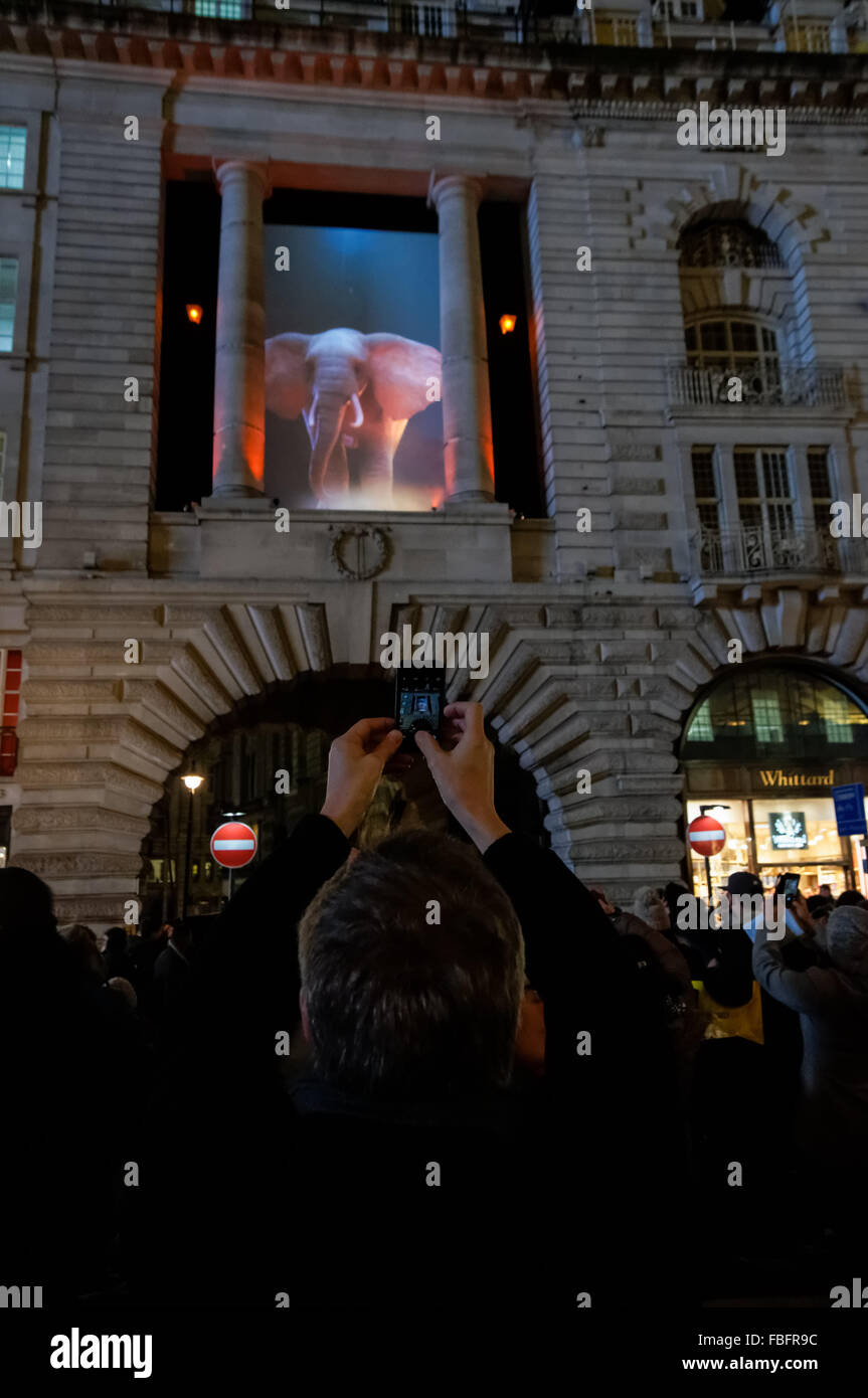 Regent Street illuminated with art installations as part of Lumiere ...