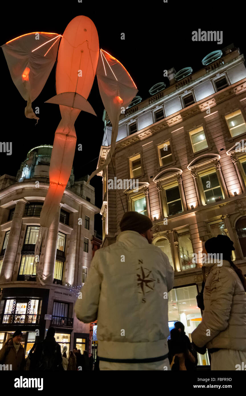 Regent Street illuminated with art installations as part of Lumiere ...