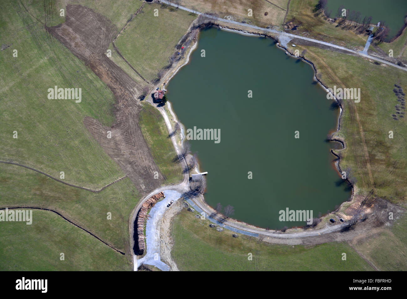 Fields and meadows, photo taken in April at the Pinzgau Valley, Austria ...
