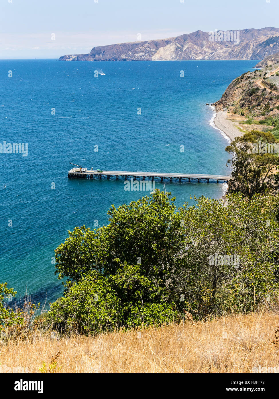 A view from high on a hill above Prisoner's Harbor, Santa Cruz Island ...