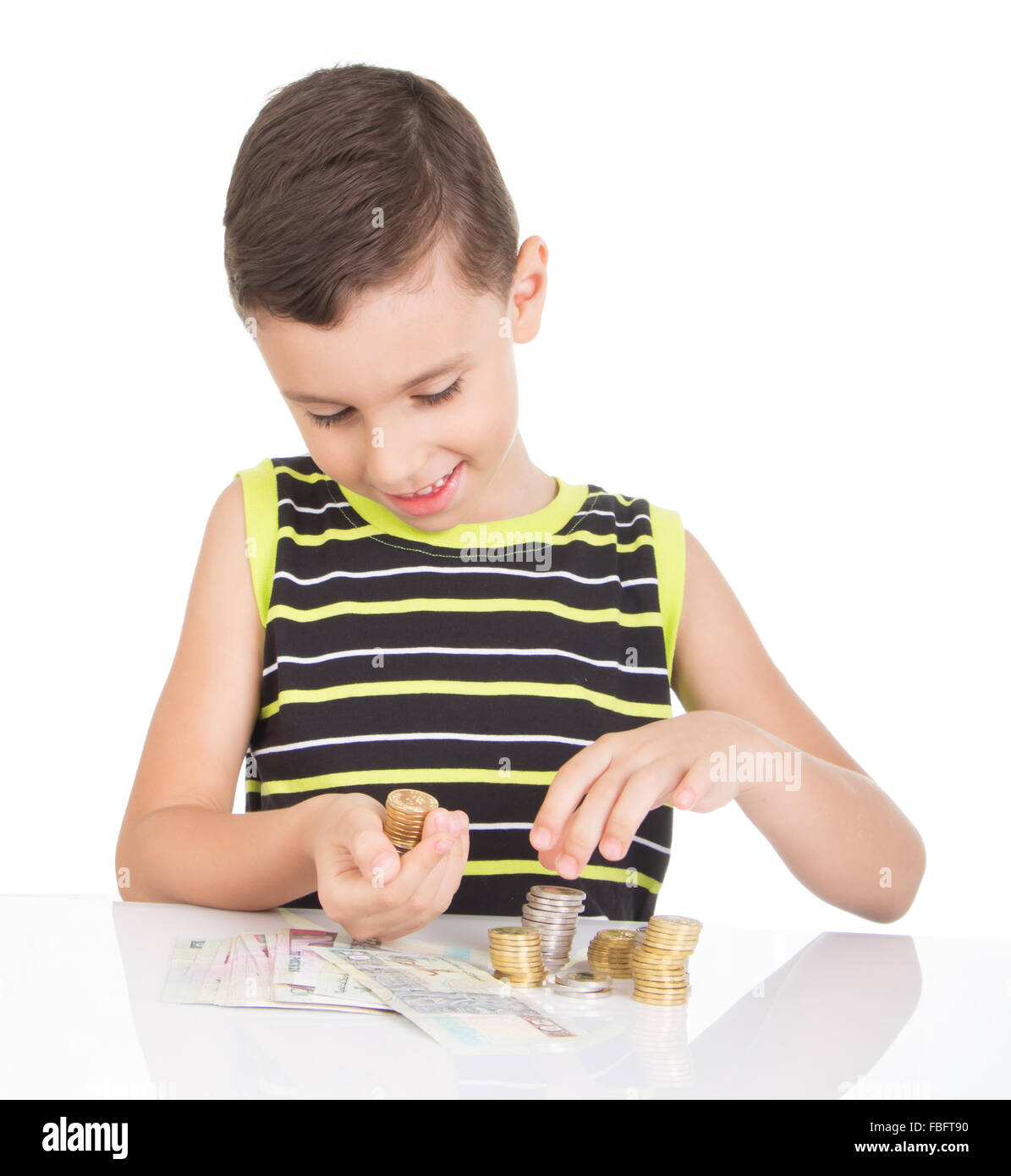Happy kid playing with money Stock Photo - Alamy