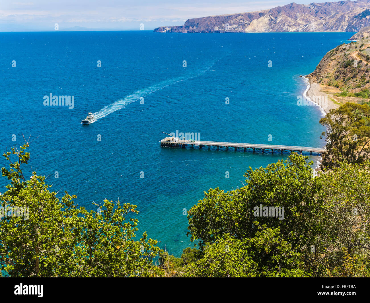 A view from high on a hill above Prisoner's Harbor, Santa Cruz Island ...