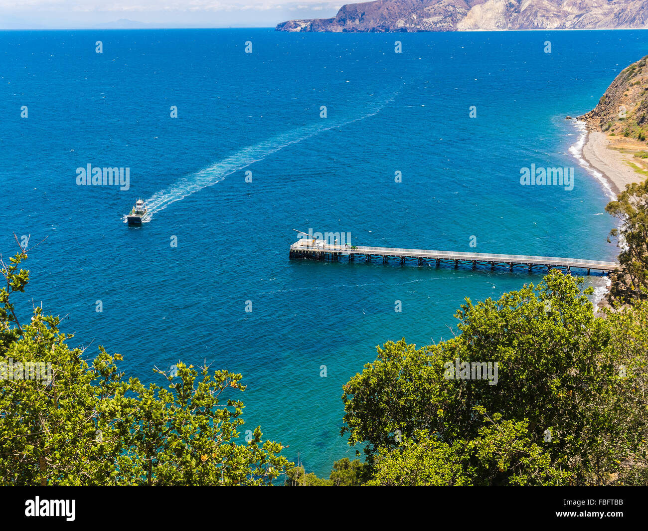 A view from high on a hill above Prisoner's Harbor, Santa Cruz Island ...