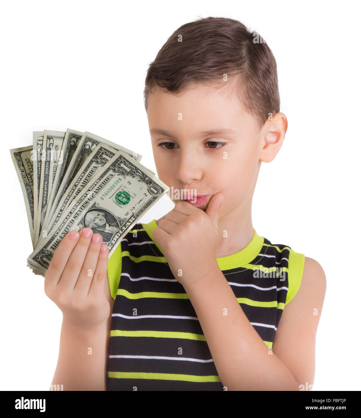 Kid and Money Stock Photo - Alamy