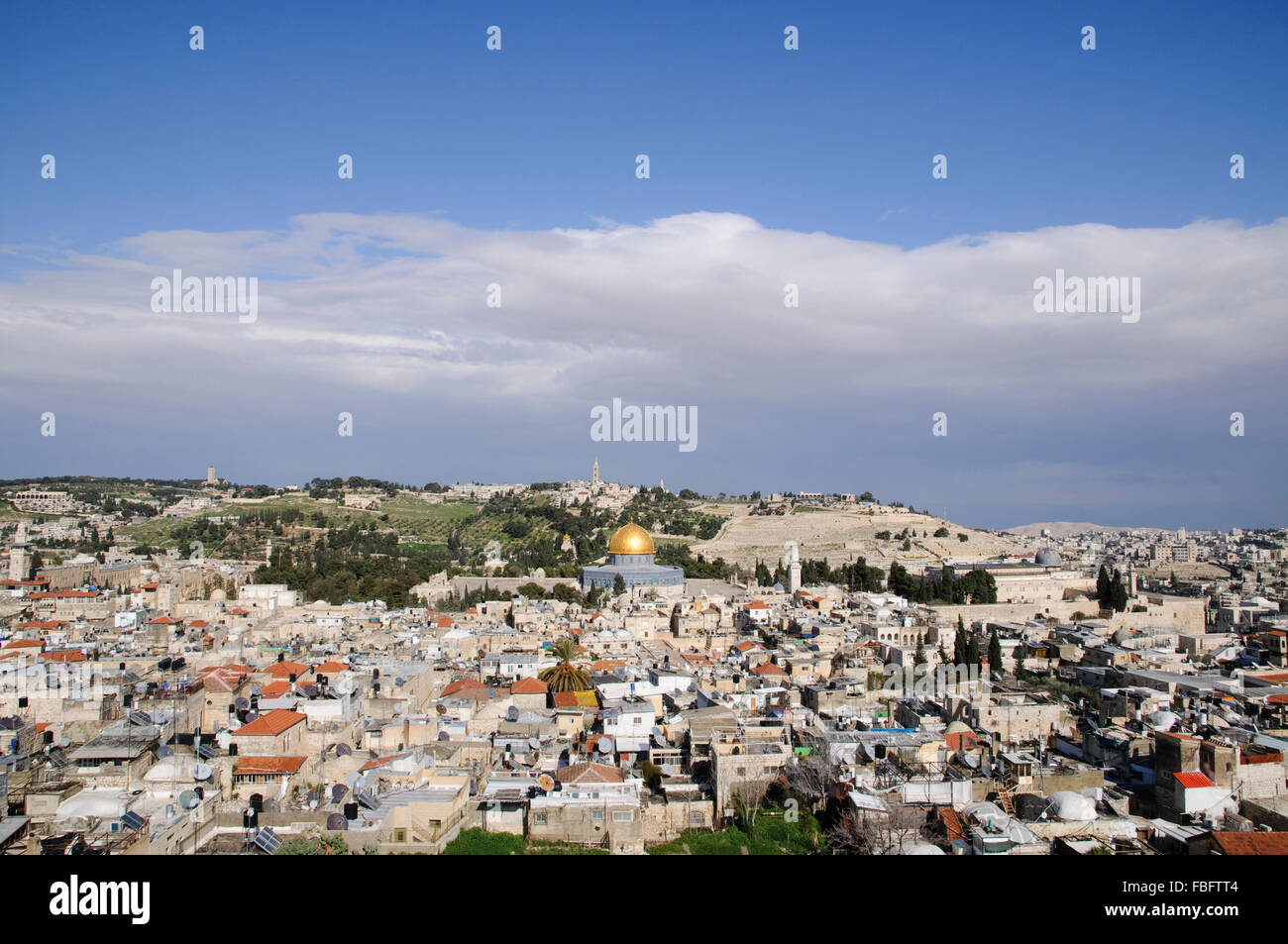 Overlooking the Old Town with Mount Olivet, Jerusalem, Israel Stock ...